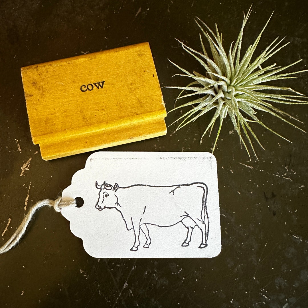 Vintage Large Cow Rubber Stamp, Animal Stampers for Junk Journals ...
