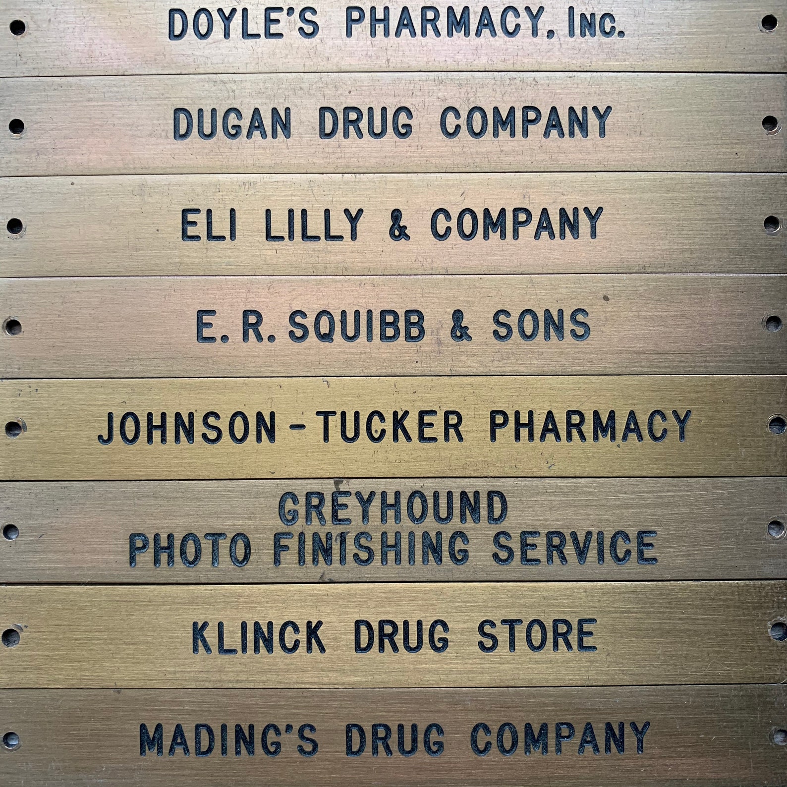 Vintage Brass Pharmacy Bin Labels, General Store & Drug Company Drawer ...