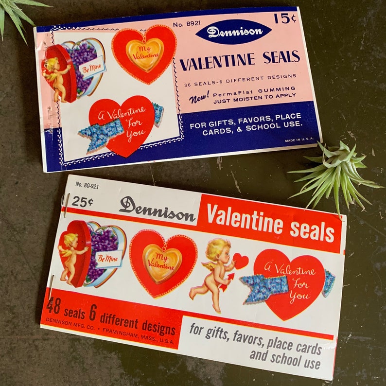 Vintage Valentine's Day Dennison Labels Self-care | Etsy