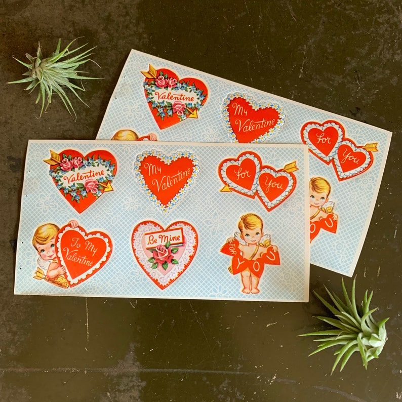 Vintage Valentine's Day Dennison Labels Self-care | Etsy