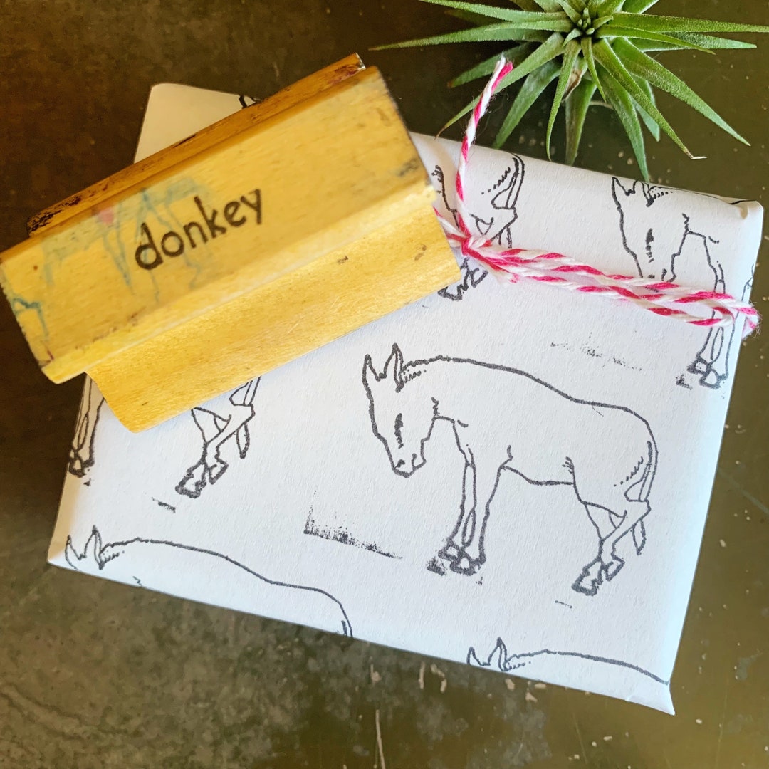 Vintage Wooden Donkey Stamp, Farmhouse Decor Animal Lover Gift, DIY ...