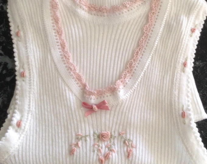 Baby Girl Hand Embroidered Singlet/vest in Grub Rose Stitch - Etsy ...