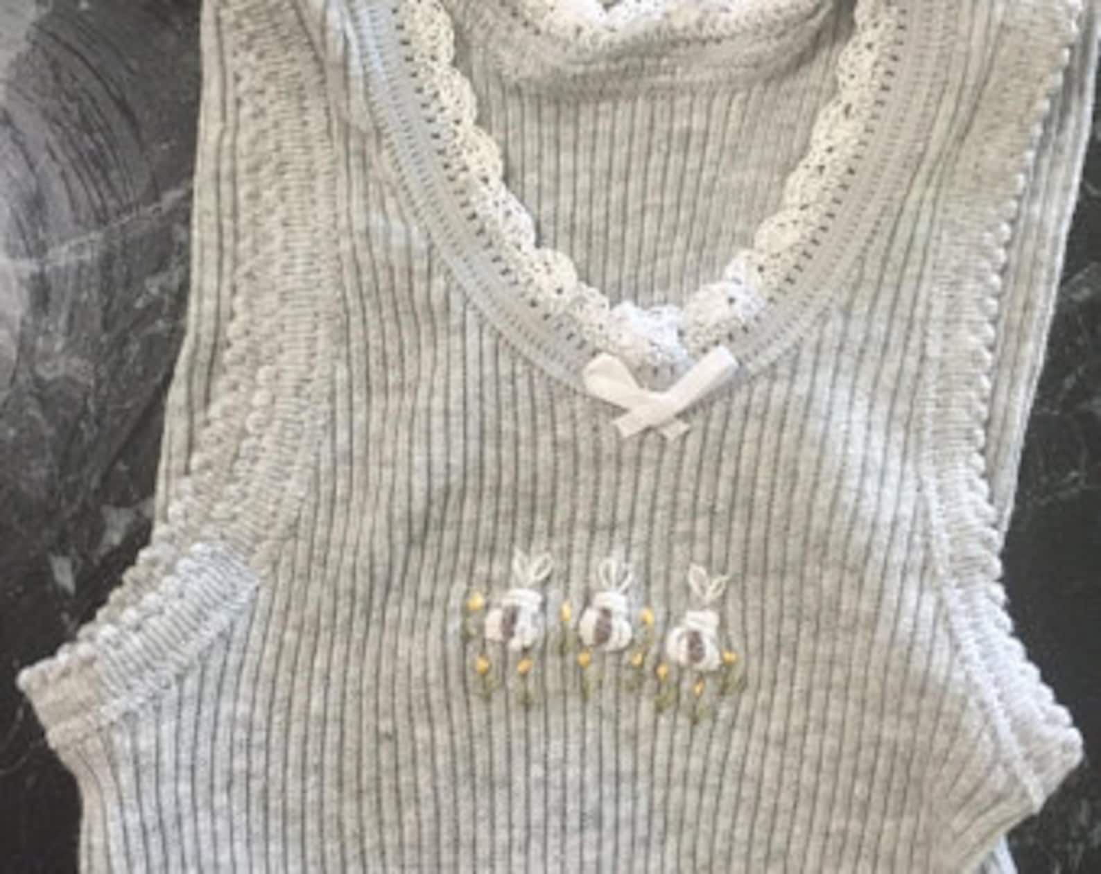 Baby Girl hand embroidered singlet/vest in grub rose stitch | Etsy