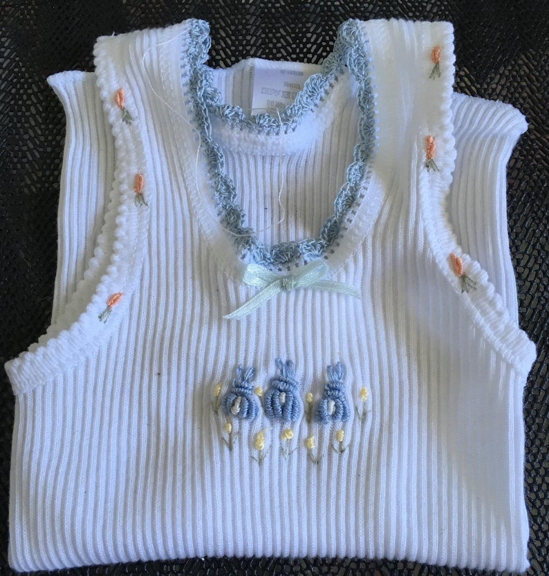 Baby Girl Hand Embroidered Singlet/vest in Grub Rose Stitch | Etsy