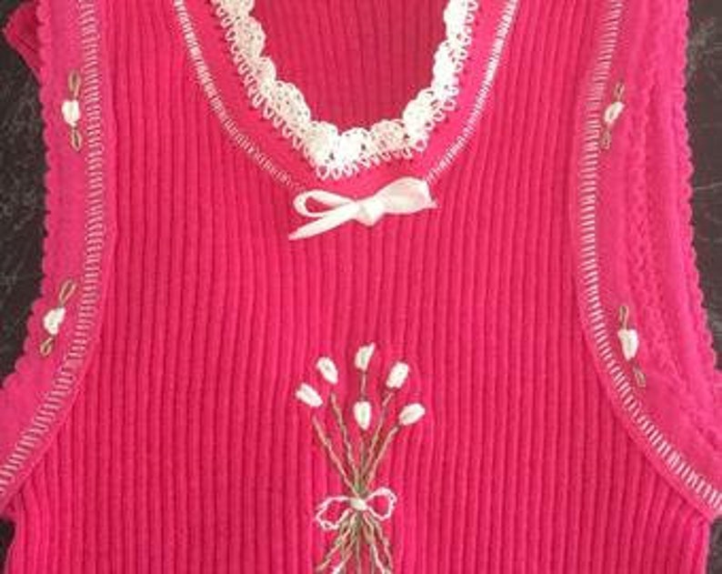 Baby Girl Hand Embroidered Singlet/vest in Grub Rose Stitch - Etsy ...