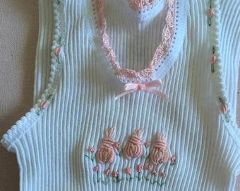 Baby Girl hand embroidered singlet/vest in grub rose stitch | Etsy