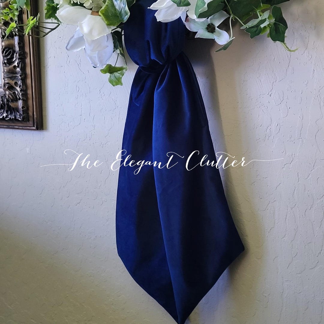 Navy Velvet Holiday Wreath Sash: Luxe Christmas Patriotic Accent - Etsy
