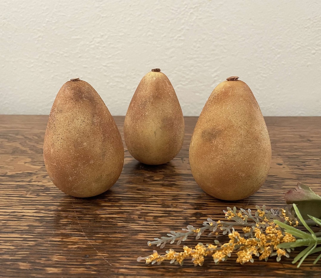 1 Vintage Italian Marble Pear Sculpture, Realistic Textured Finish ...