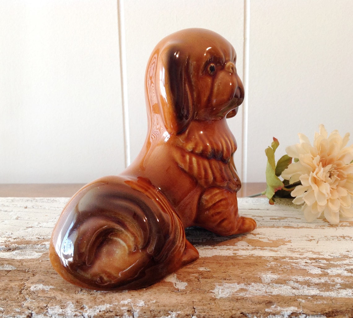 Vintage Eastgate Pottery Pekingese Dog Figurine, Collectible, Caramel ...