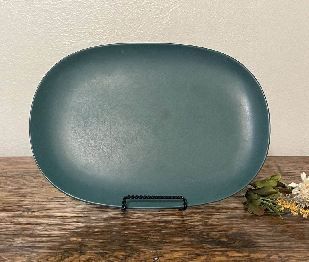 Vintage Texas Ware Teal Green Platter, Serving Plate, Melamine Plastic ...