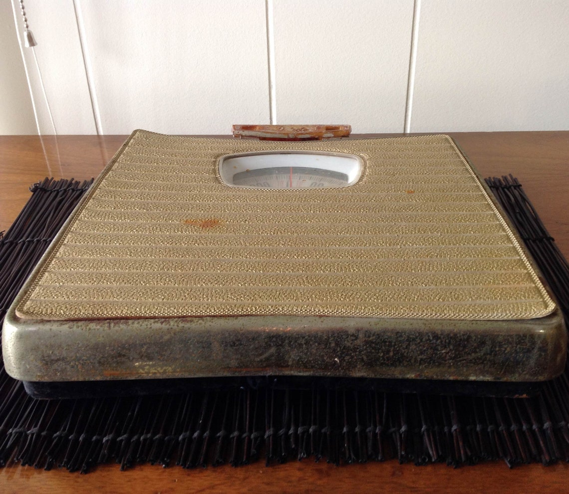 Mid Century Bathroom Scale Art Deco Gold Textured Atomic Era - Etsy