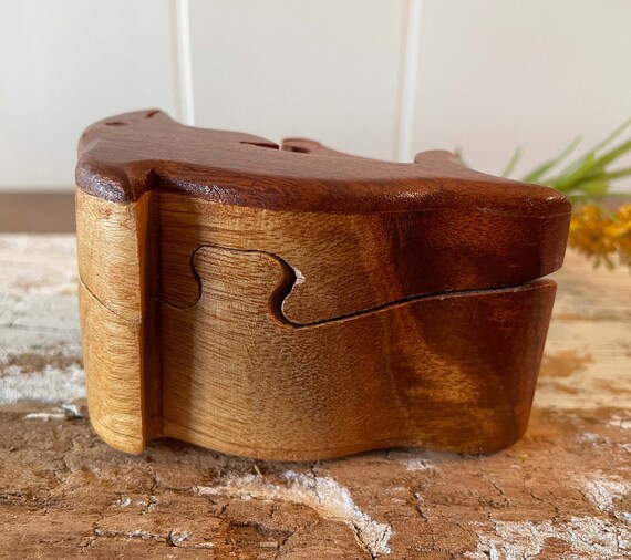 Miniature Carved Wooden Dolphin Puzzle Box, Small Int… - Gem