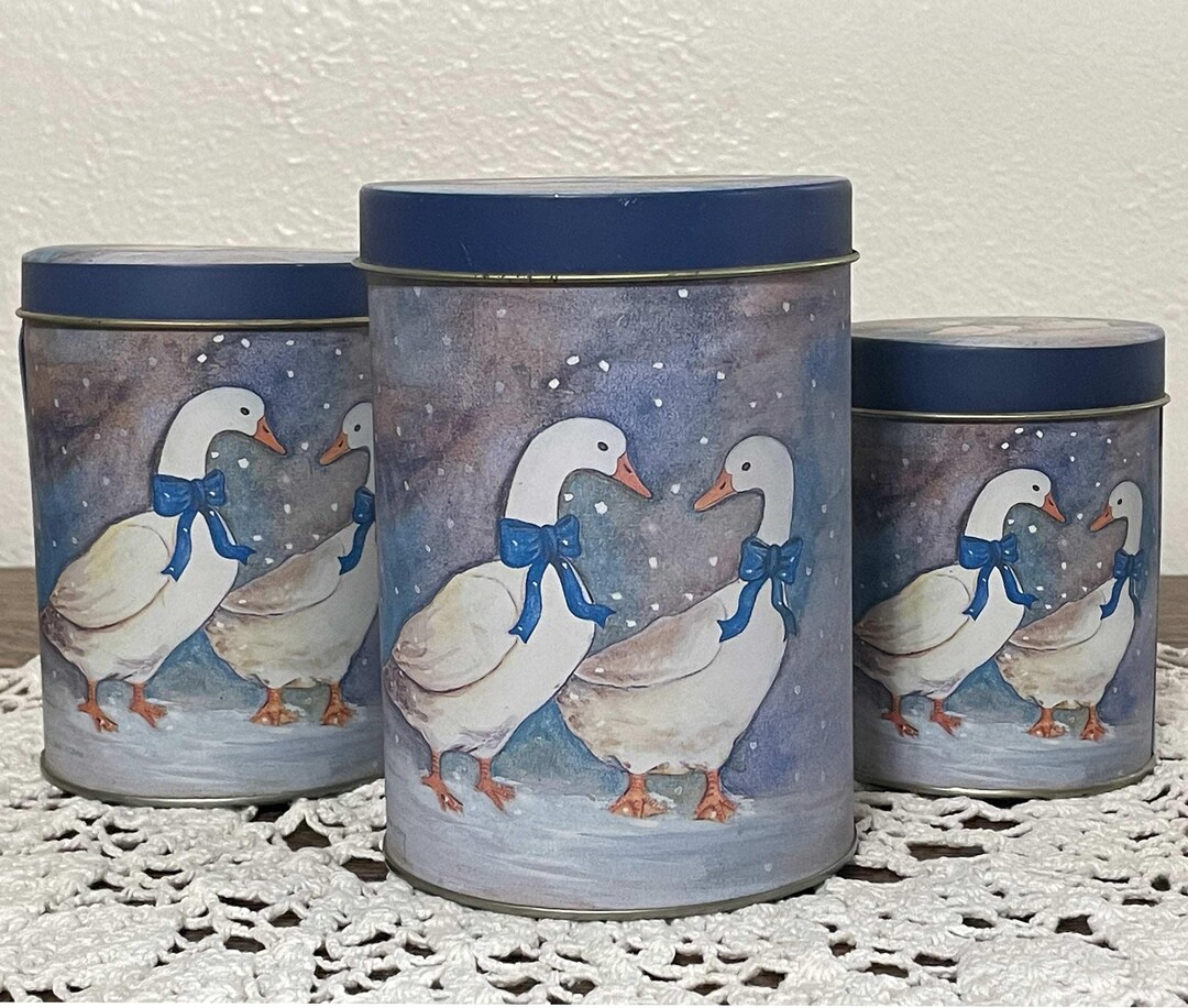 SET of 3 Nesting Goose Tins, Graduated Cans, Decorative Winter Geese ...