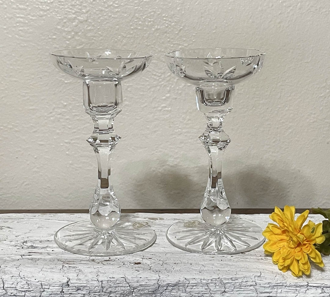 SET of 2 Vintage Rogaska Lead Crystal Candlestick Holders, Hand Crafted ...