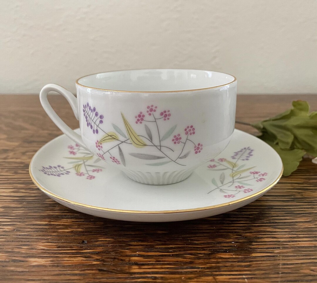 Vintage Fine Bohemian China Teacup & Saucer Set, Delicate Little ...