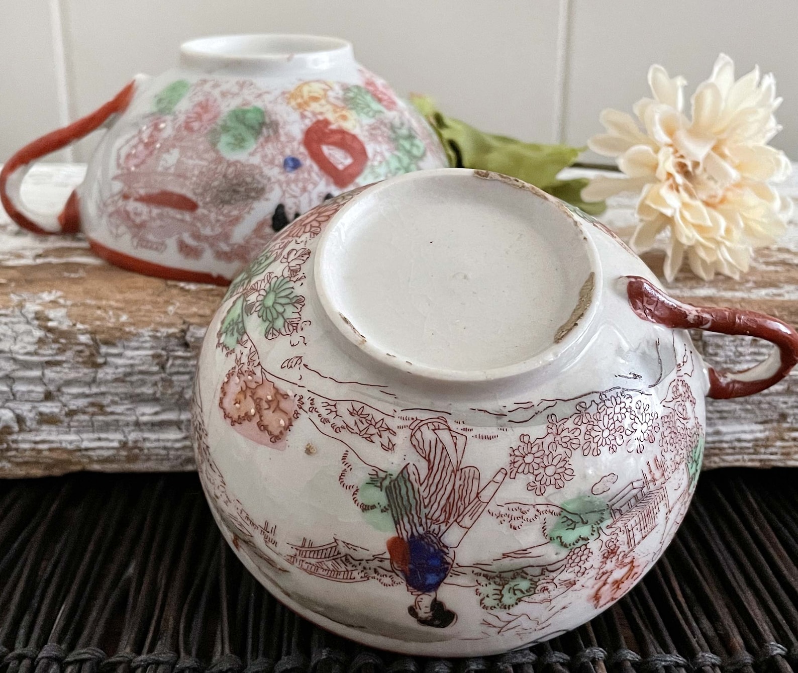 Set of 2 Japanese Kutani Geisha Eggshell Porcelain Teacups - Etsy