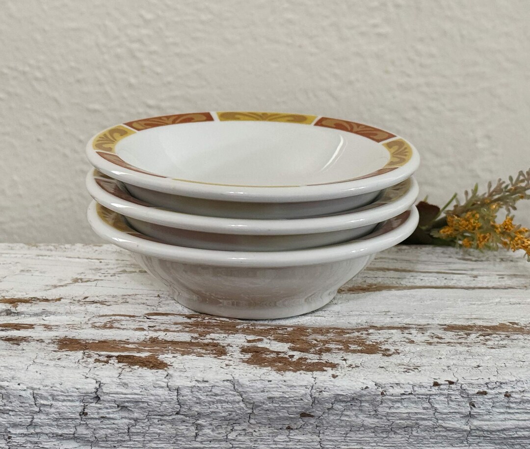 SET of 3 Mayer China Little Side Bowls, USA, Gold, Rust Fleur De Lis ...