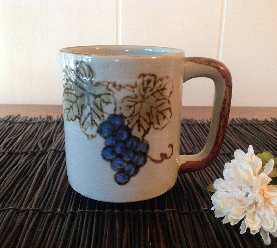 Vintage Stoneware Grapevine, Grapes Mug, 1970s, Japanese Stoneware Hand ...