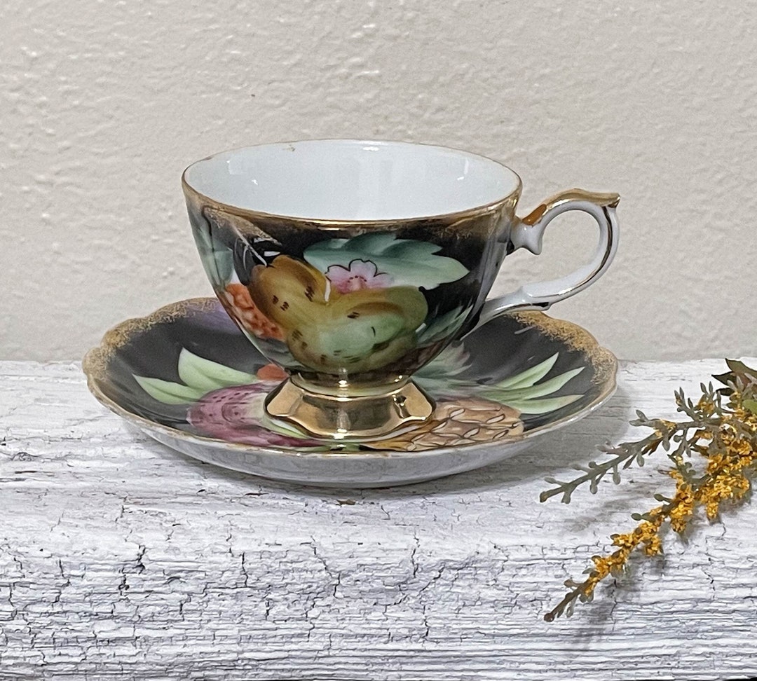 Vintage Shafford Japan Hand Decorated China Teacup, Saucer, Colorful ...
