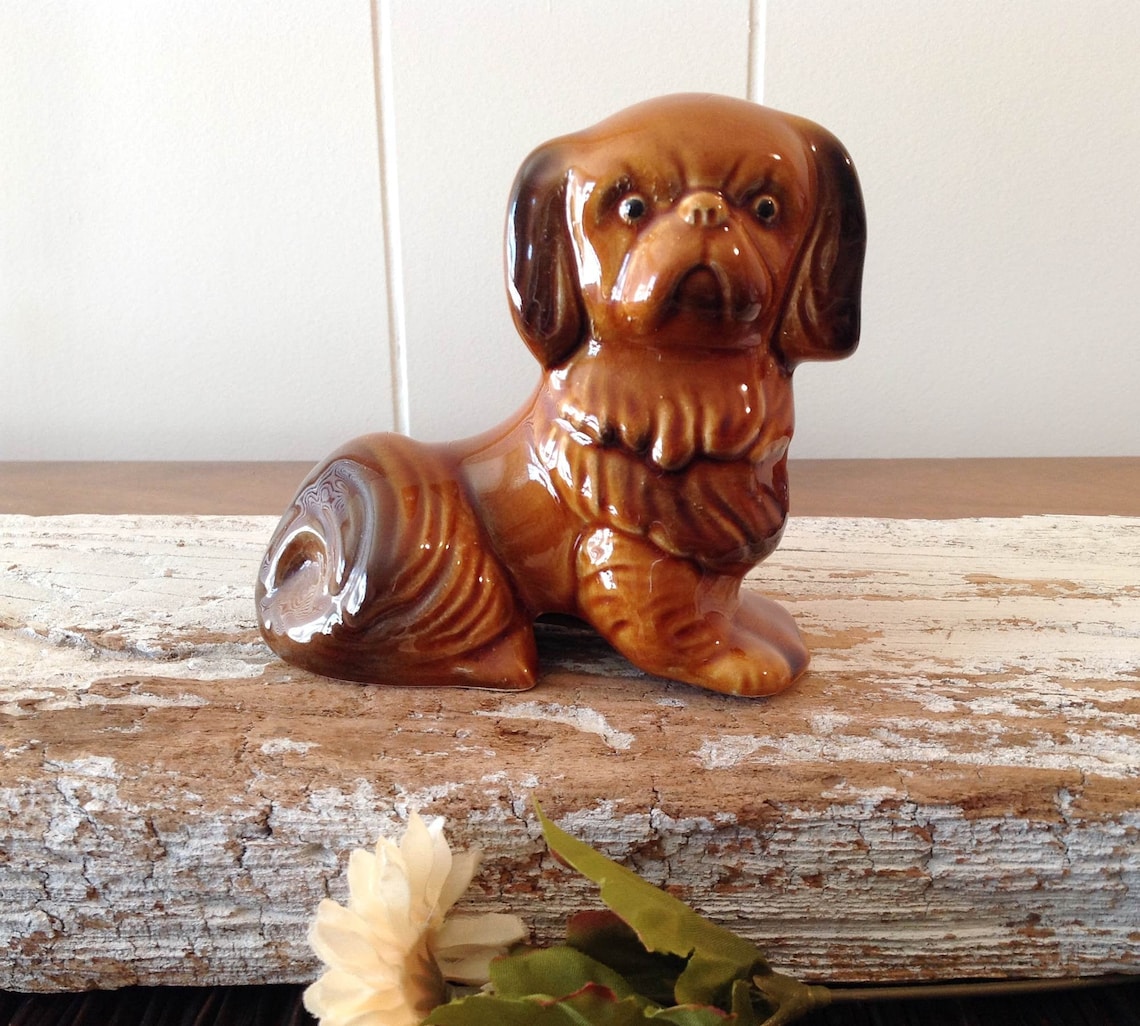 Vintage Eastgate Pottery Pekingese Dog Figurine, Collectible, Caramel ...