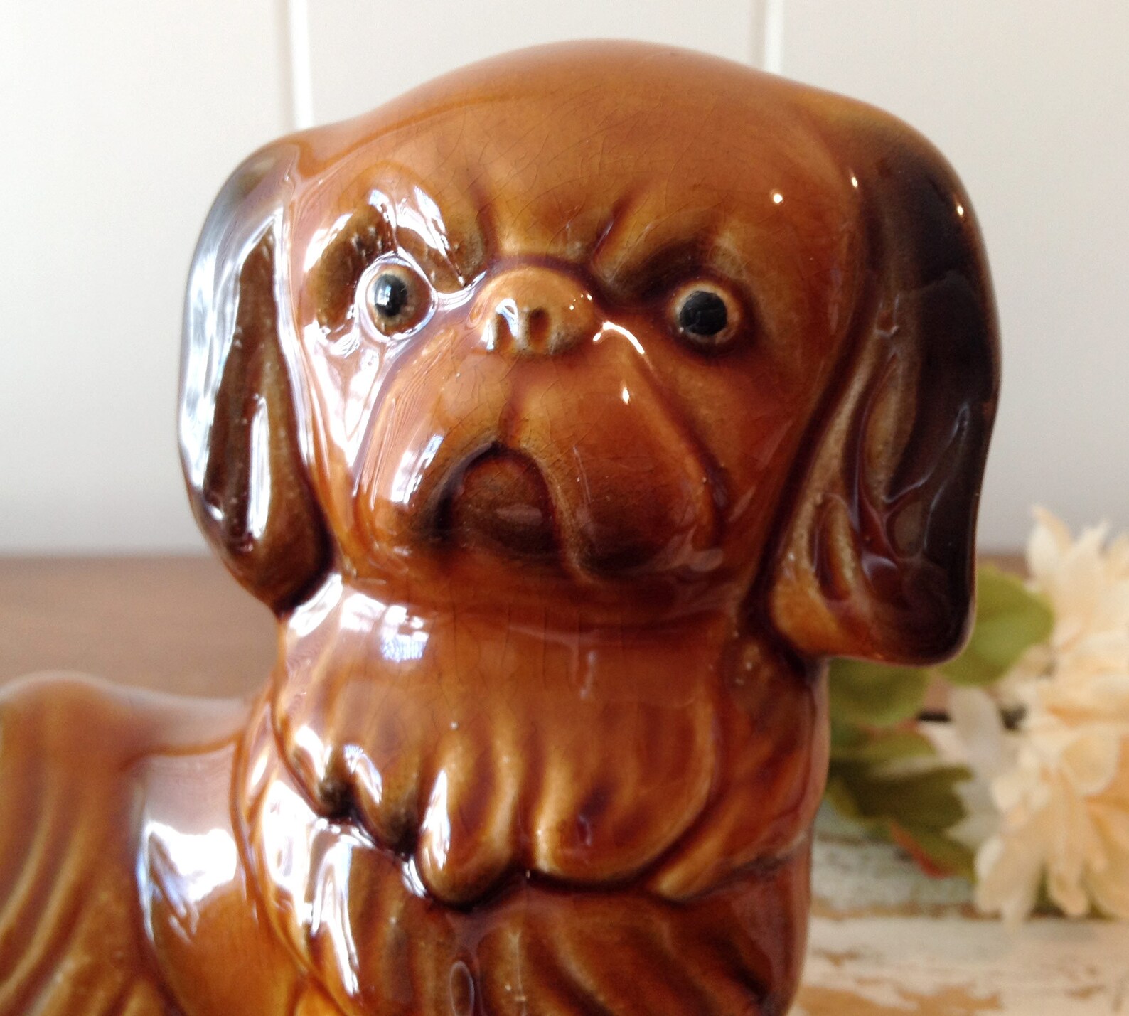 Vintage Eastgate Pottery Pekingese Dog Figurine, Collectible, Caramel ...