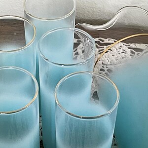 Mid Century Blendo Tall Pitcher and Glass Set, Turquoise Aqua Blue ...