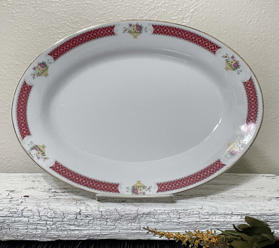Vintage Large Chinese Restaurant Oval Platter, Thick White Porcelain ...