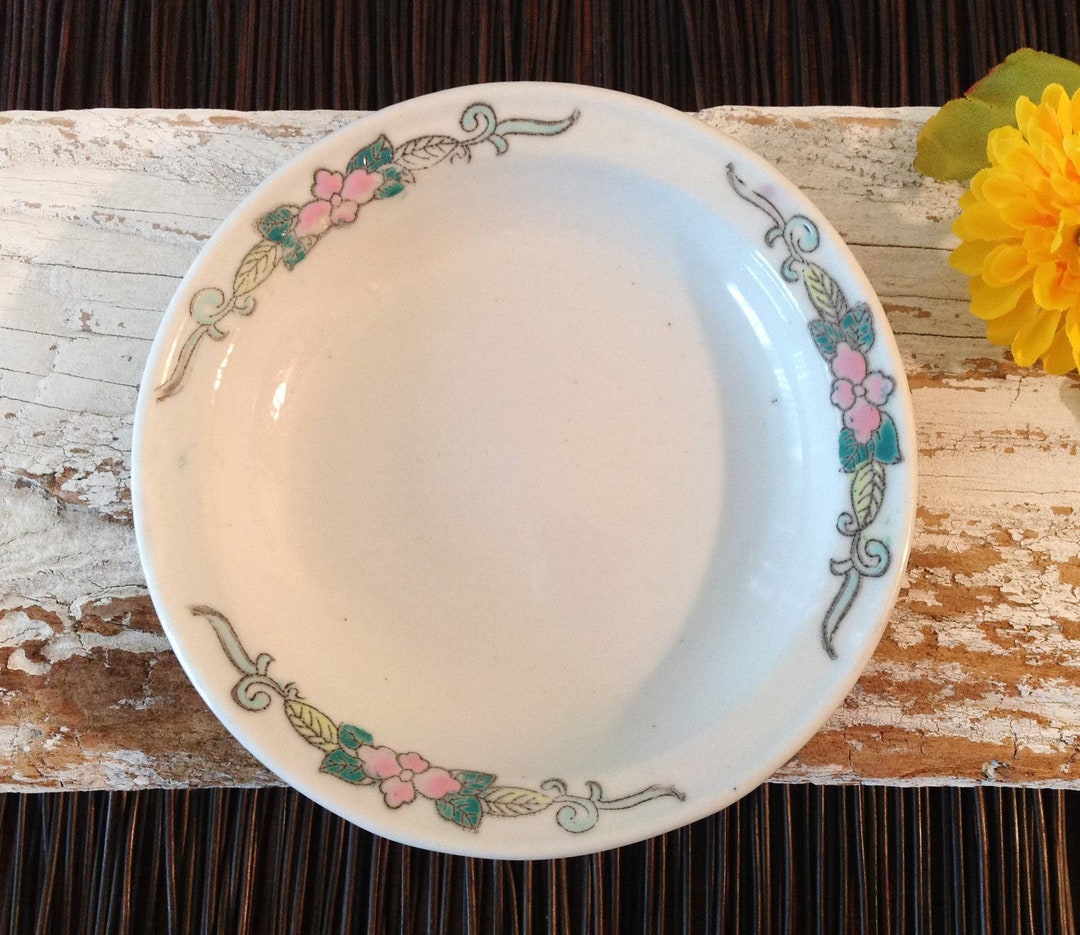 Small Vintage Chinese Hand Painted Side, Bread Plate, Lotus Flowers ...