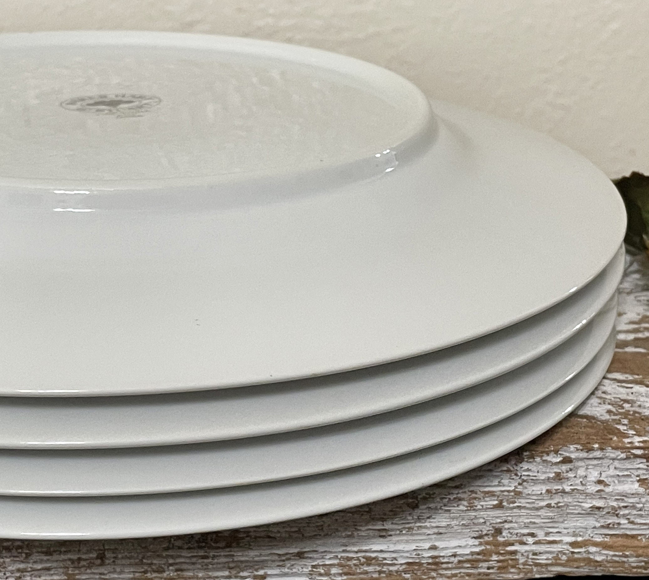 SET of 4 Baker Hart Stuart "amy" Dinner Plates, Fine China, White, Gray ...
