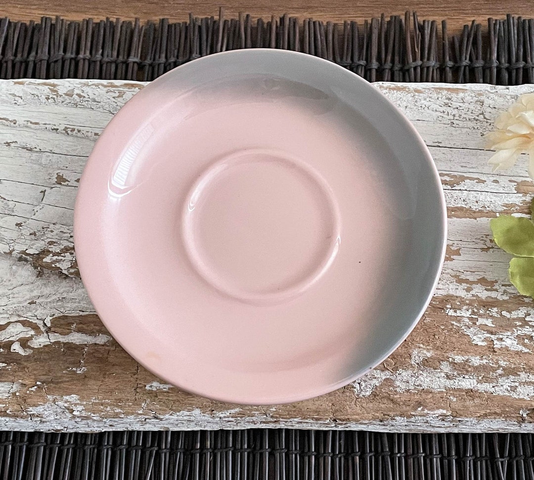 2 Pink Tepco China Saucers, Under Plates, Gray Airbrushed Fade, Thick ...