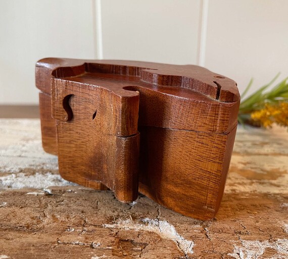 Miniature Carved Wooden Dolphin Puzzle Box, Small Int… - Gem