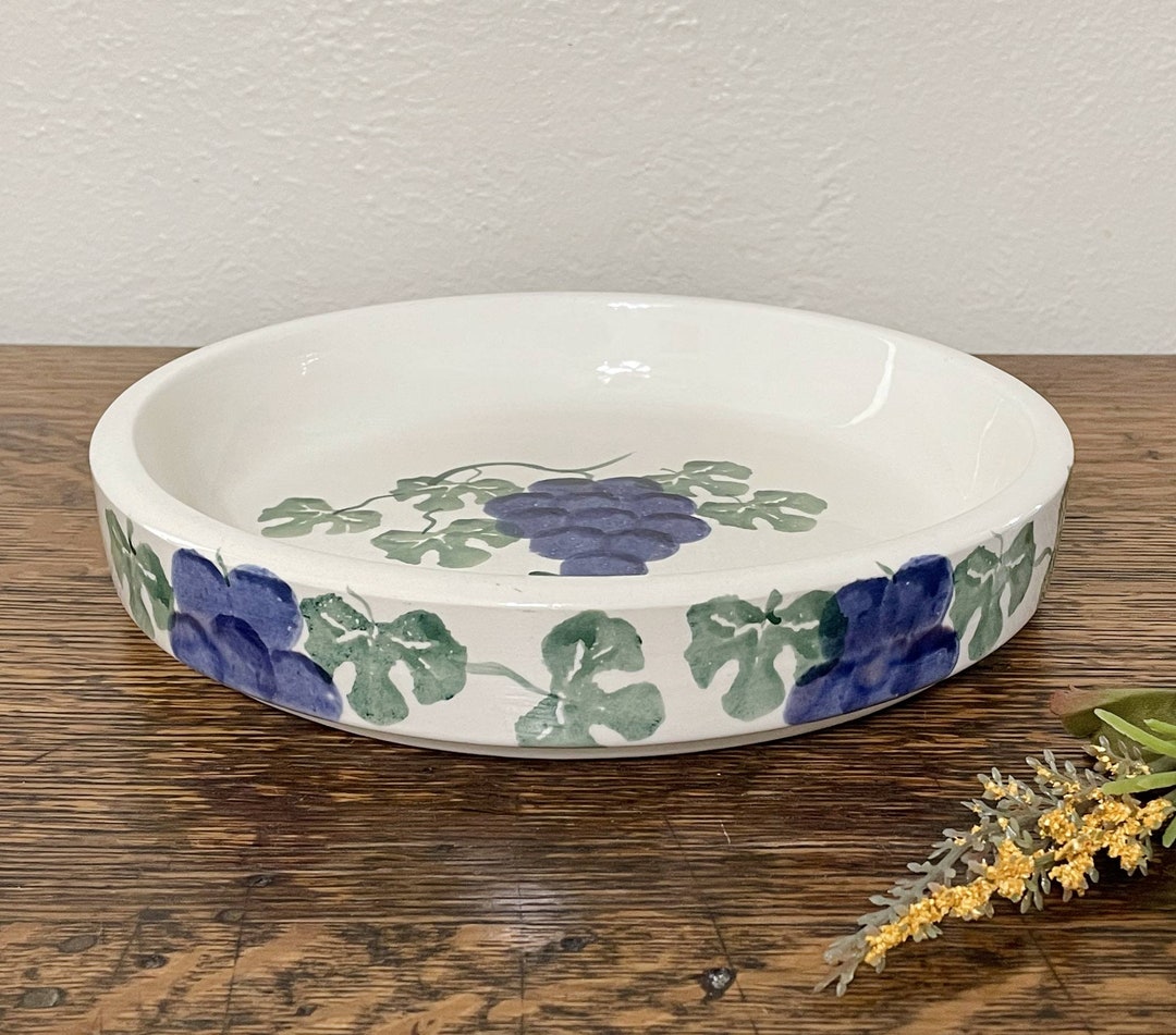 Vintage Santa Ana Crock Shop Shallow Quiche, Pie Dish, Hand Painted ...