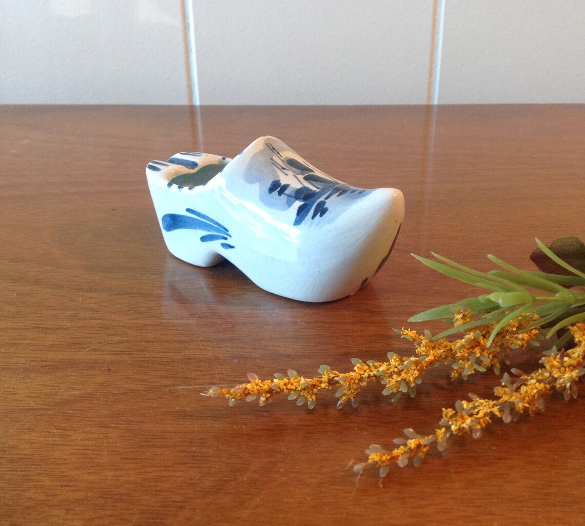 Vintage Small Delft Blue Clog Hand Painted Blue On Pale Blue | Etsy