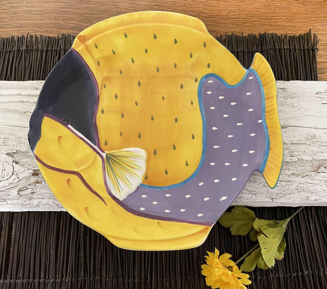Vintage Studio Nova Tropical Fish Hand Painted Plate, Sunfish, Bright ...