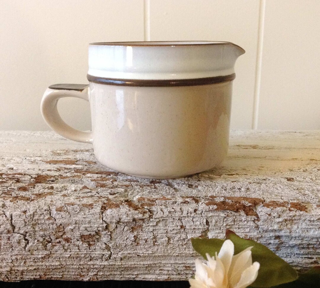 Vintage Denby Madrigal Creamer, Small Milk Jug, Pale Tan, White, Brown ...