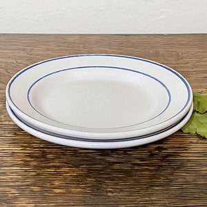 SET of 2 Vintage Gibson China Small Plates, White, Blue Stripes, Small ...