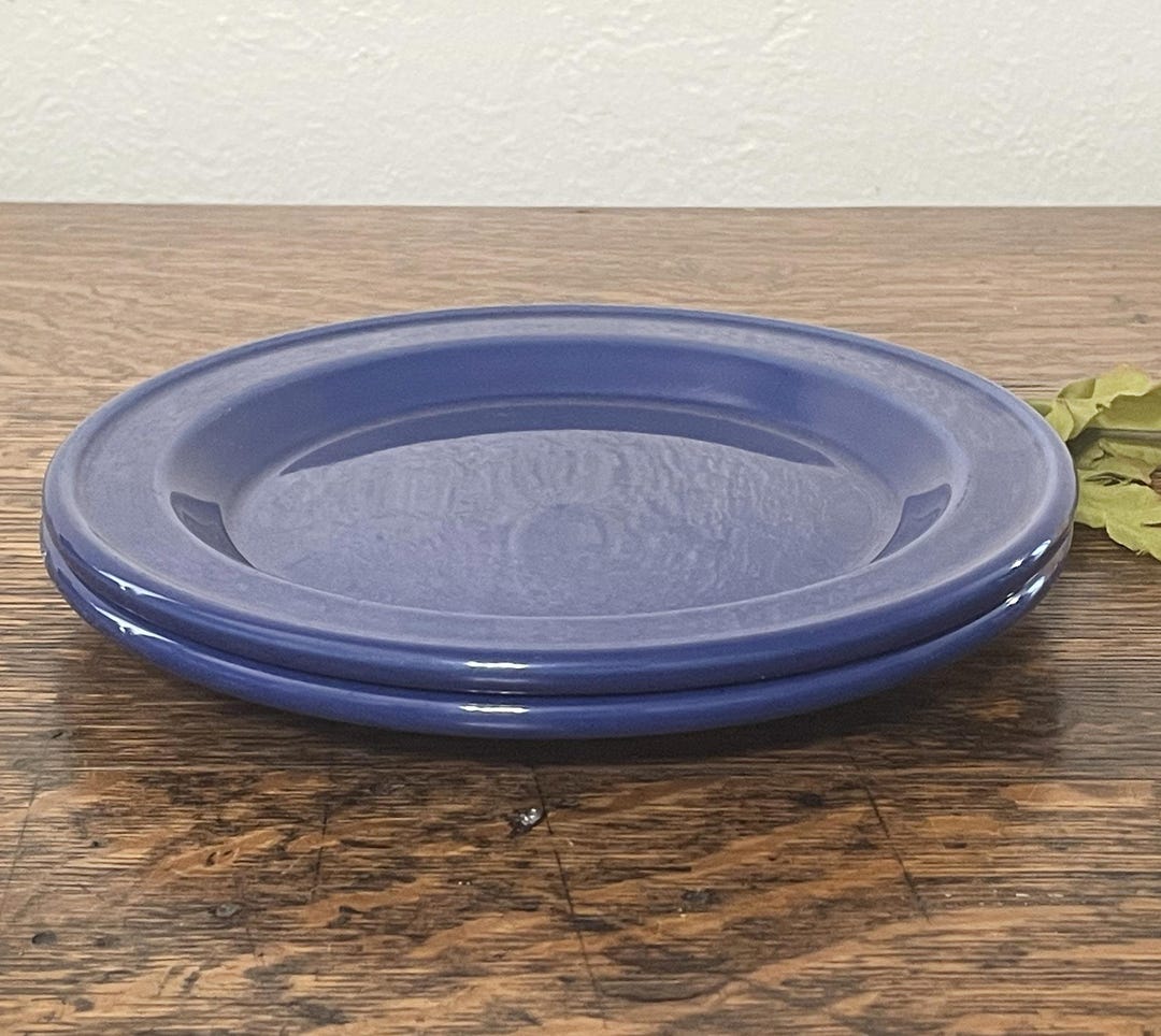 SET of 2 Emile Henry Periwinkle Blue Salad, Dessert Plates, France ...