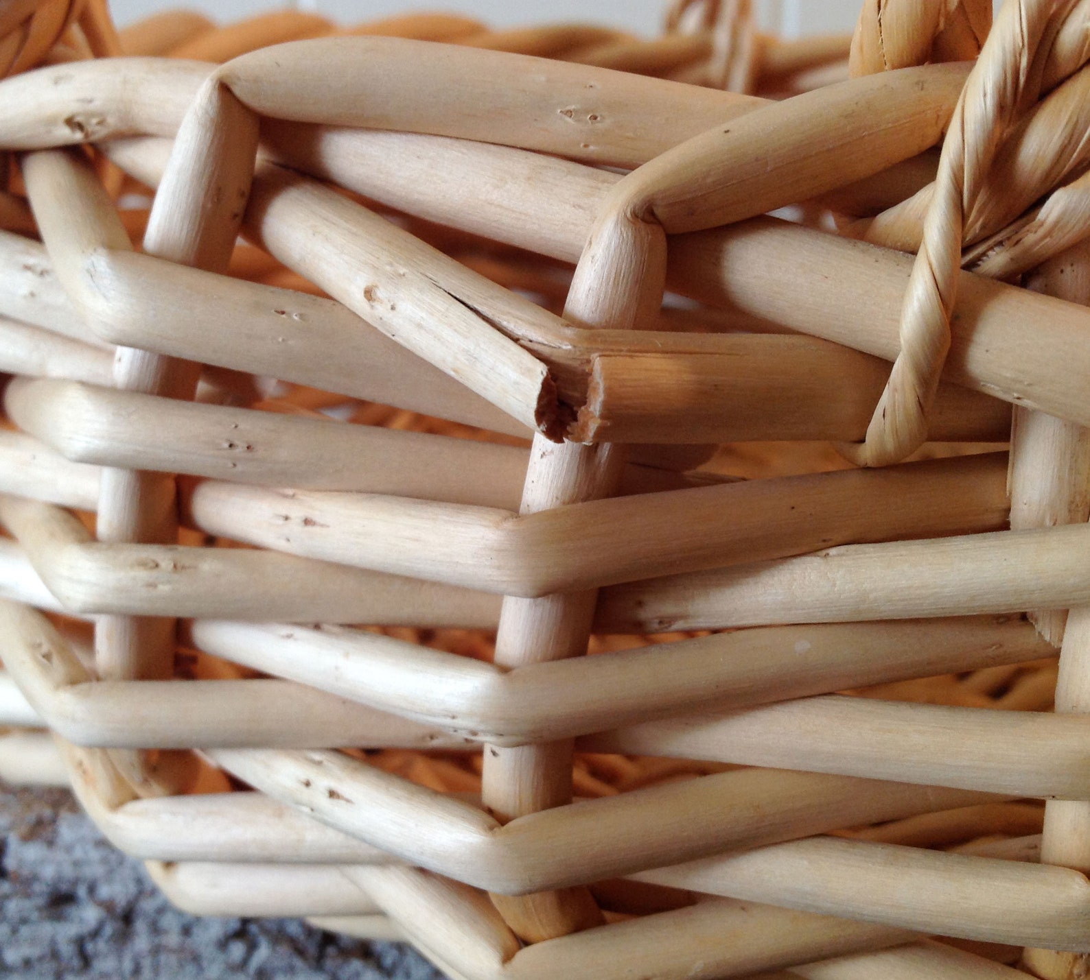 Vintage Woven Basket Loop Handles Thick Interlaced Natural - Etsy