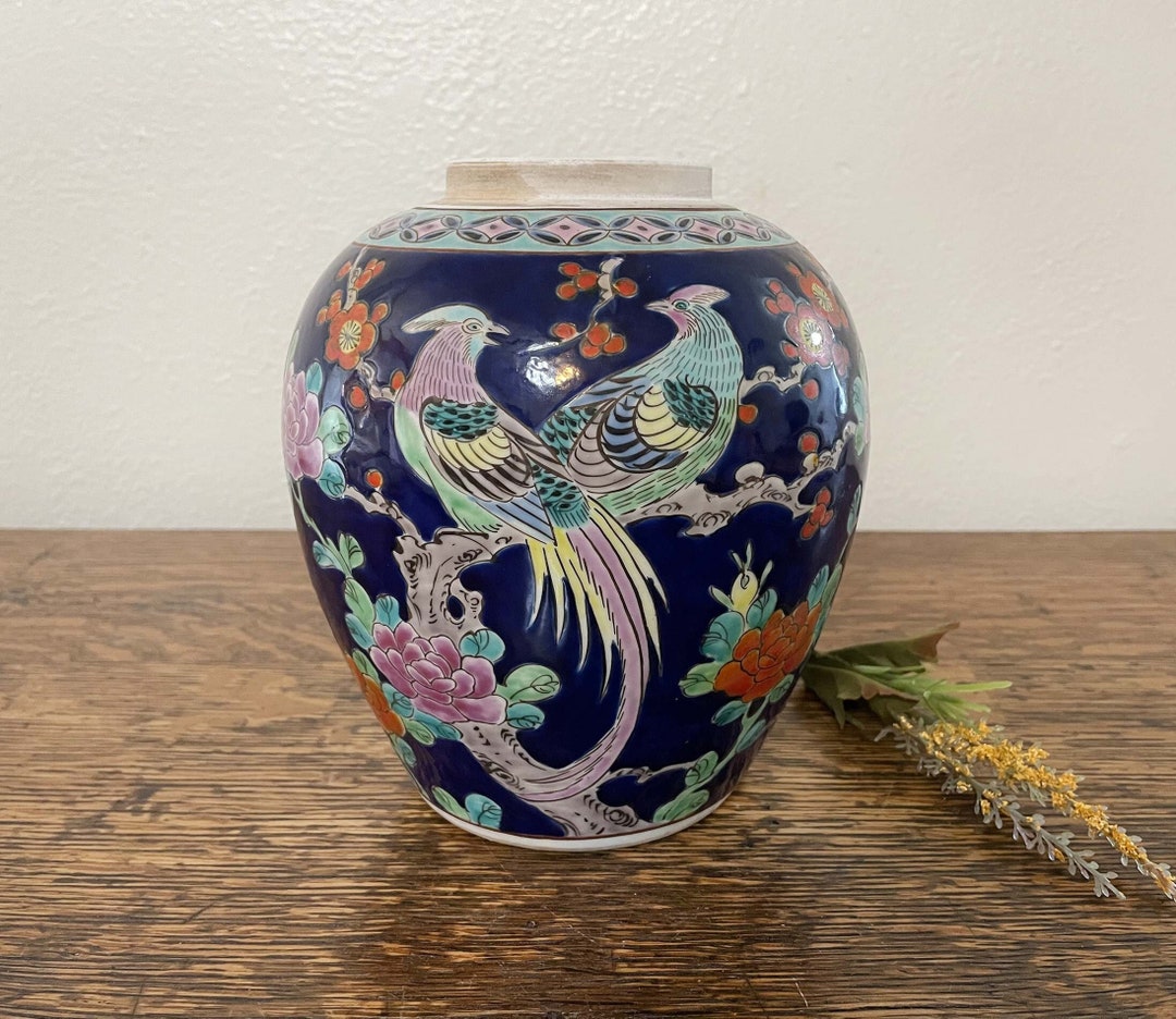 Vintage Japanese Pottery Large Ginger Jar, Urn Shaped Vase, Hand ...