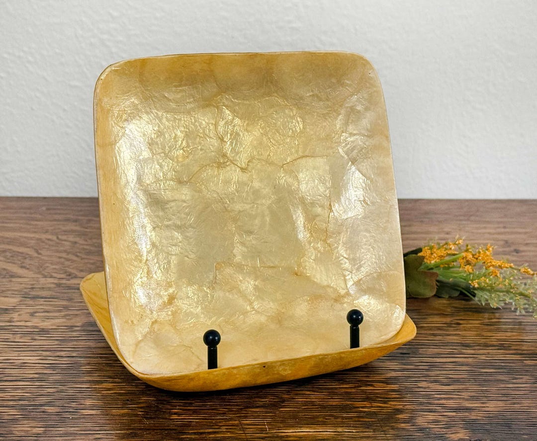 SET of 2 Vintage Capiz Shells Small Square Plates, Trinket, Ring Dish ...
