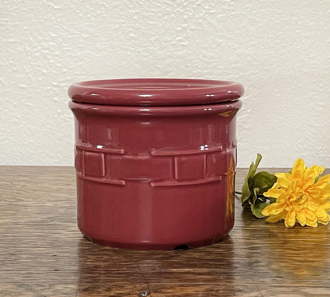1 Vintage Longaberger Traditions Woven Red Small Crock With Lid ...