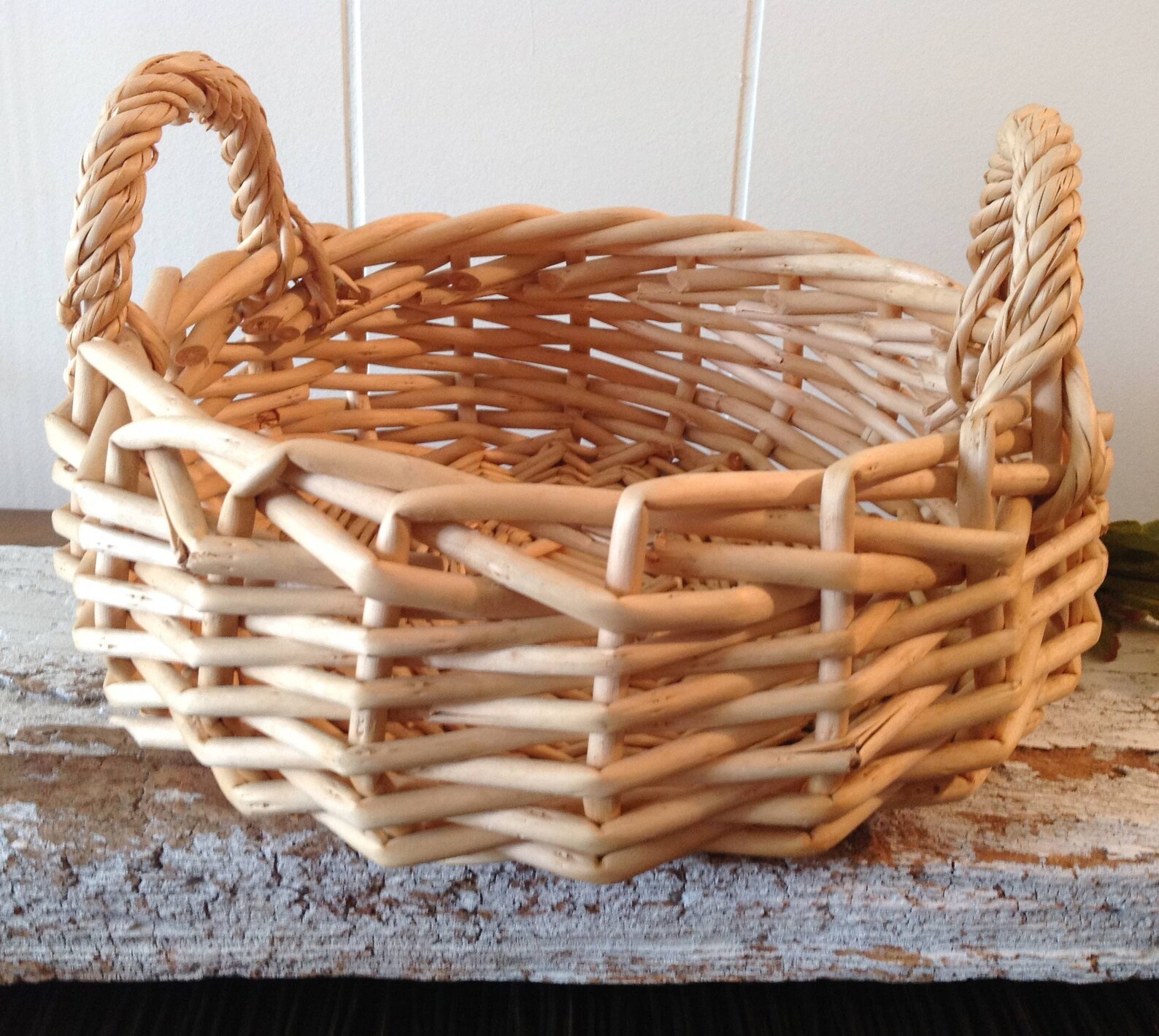 Vintage Woven Basket Loop Handles Thick Interlaced Natural - Etsy