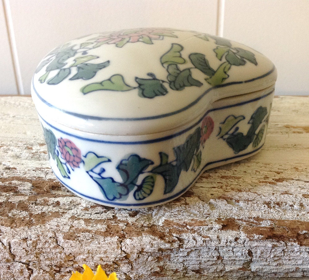 Chinese Heart Shaped Pink Lotus Covered Trinket Box Original | Etsy