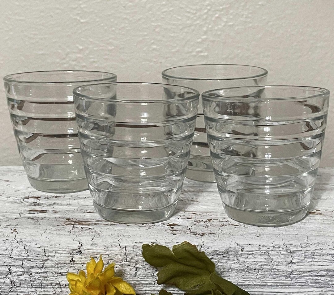 SET of 4 Vintage Bormioli Rocco Beehive Small Ribbed Juice, Water ...