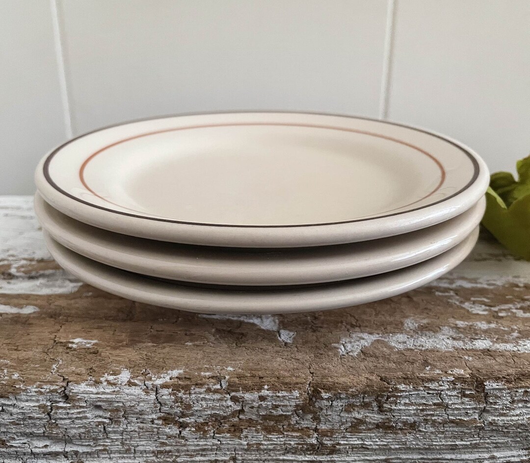 3 Wallace China Small Tan Plates, Diner, Restaurant Ware, Thick Solid ...