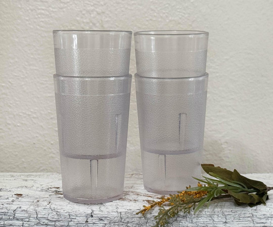 SET of 4 Cambro Small Clear Plastic Drinking Glasses, Tumblers, 8 Oz ...