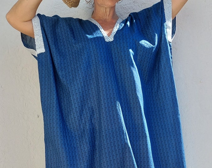 Navy Blue Summer Poncho in Soft Cotton - Etsy