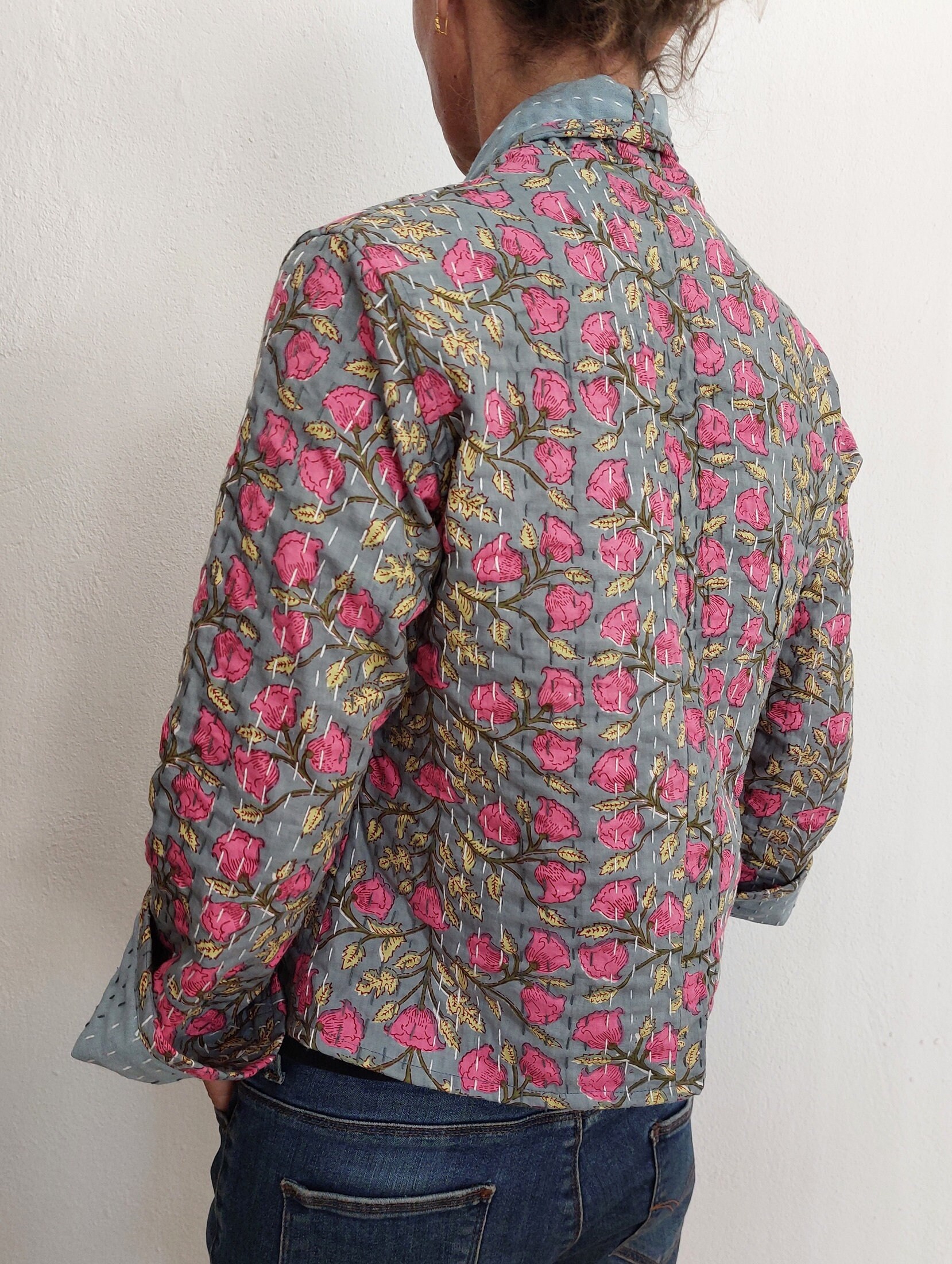 Kimono Jacket in Cotton, Roses Garland Pattern - Etsy
