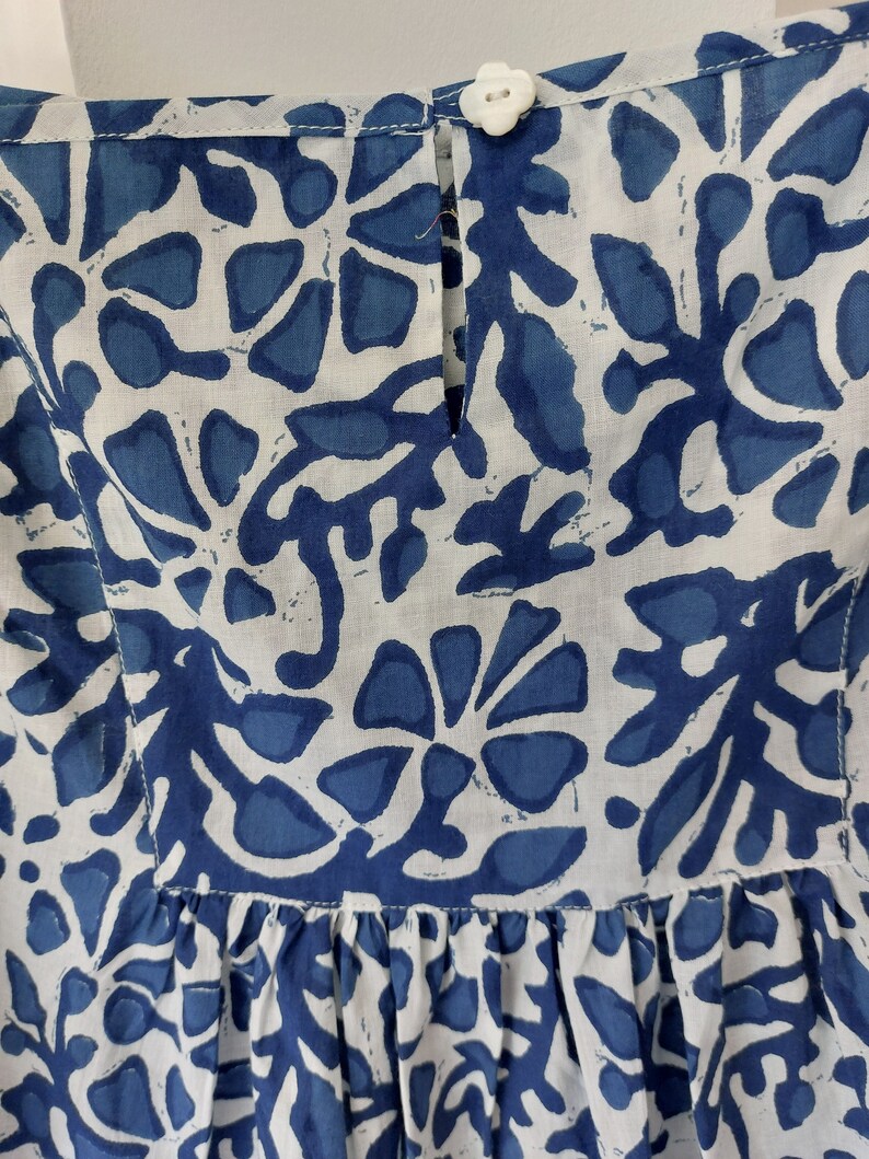 Ruffled Short Dress in Cotton Indigo Color - Etsy