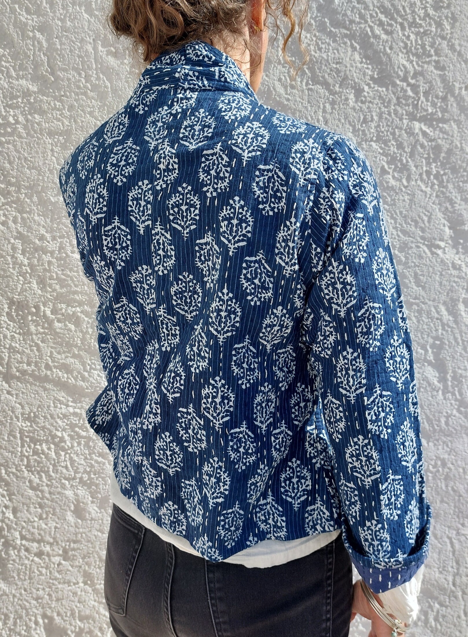 Kimono Jacket in Cotton, Indigo Color - Etsy